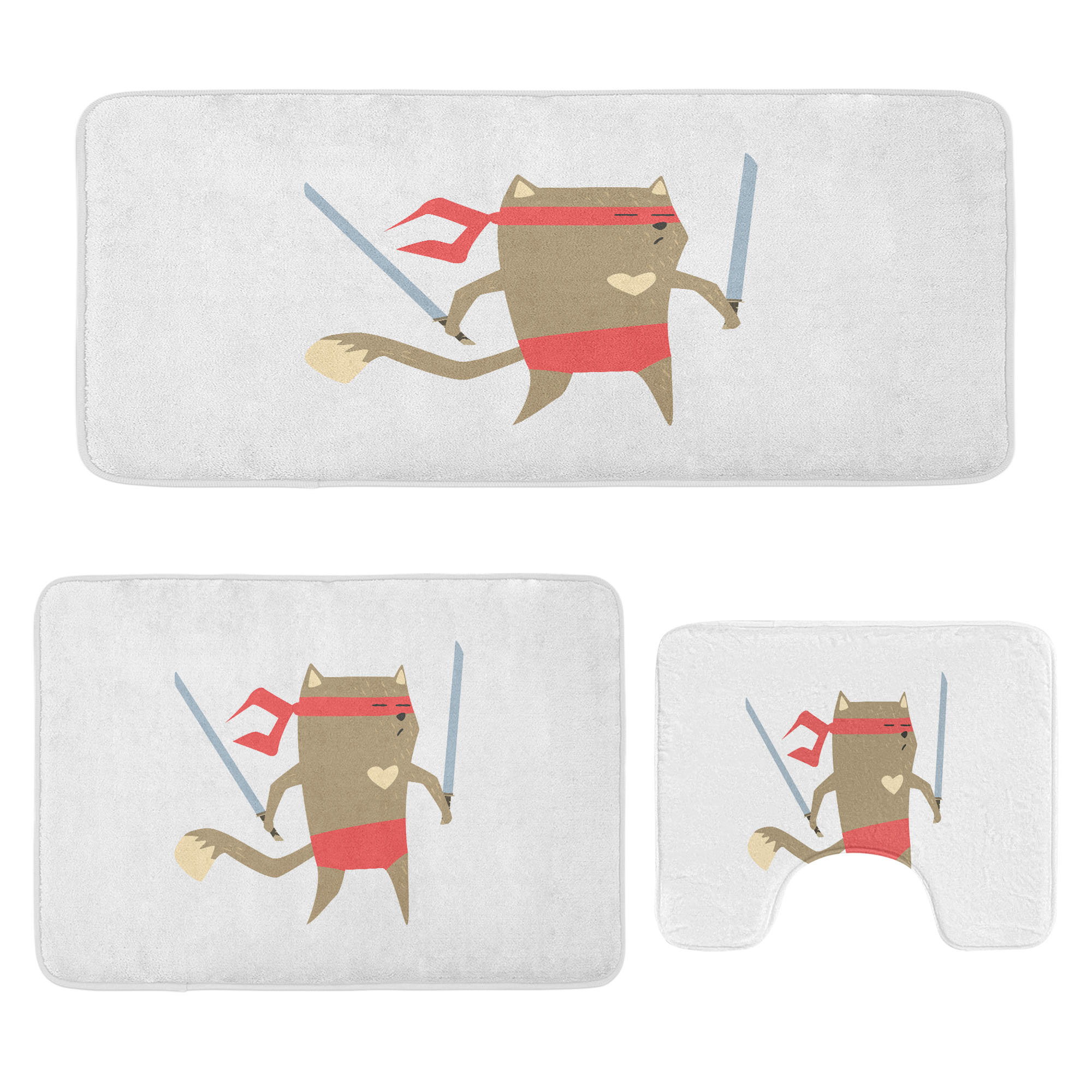 East Urban Home Cat Bathroom Rug Set 3 Pieces U-Shape & Rectangle Mats ...