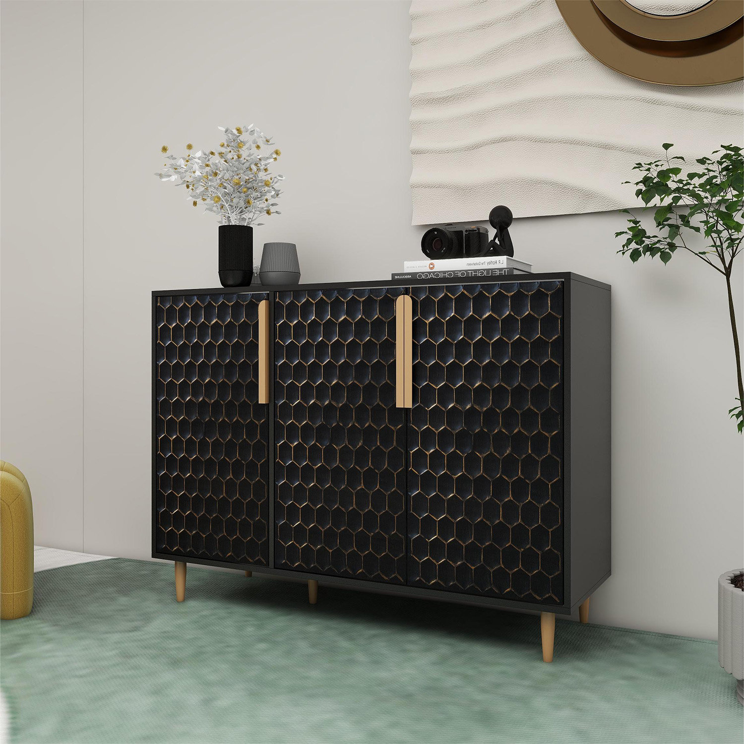 Mercer41 Includes 3 Honeycomb Seamless Hexagon Pattern Metal Door ...