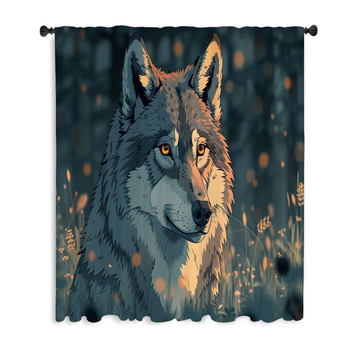 VisionDecor Wolf portrait Window Curtains, Animal Blockout & Sheer ...