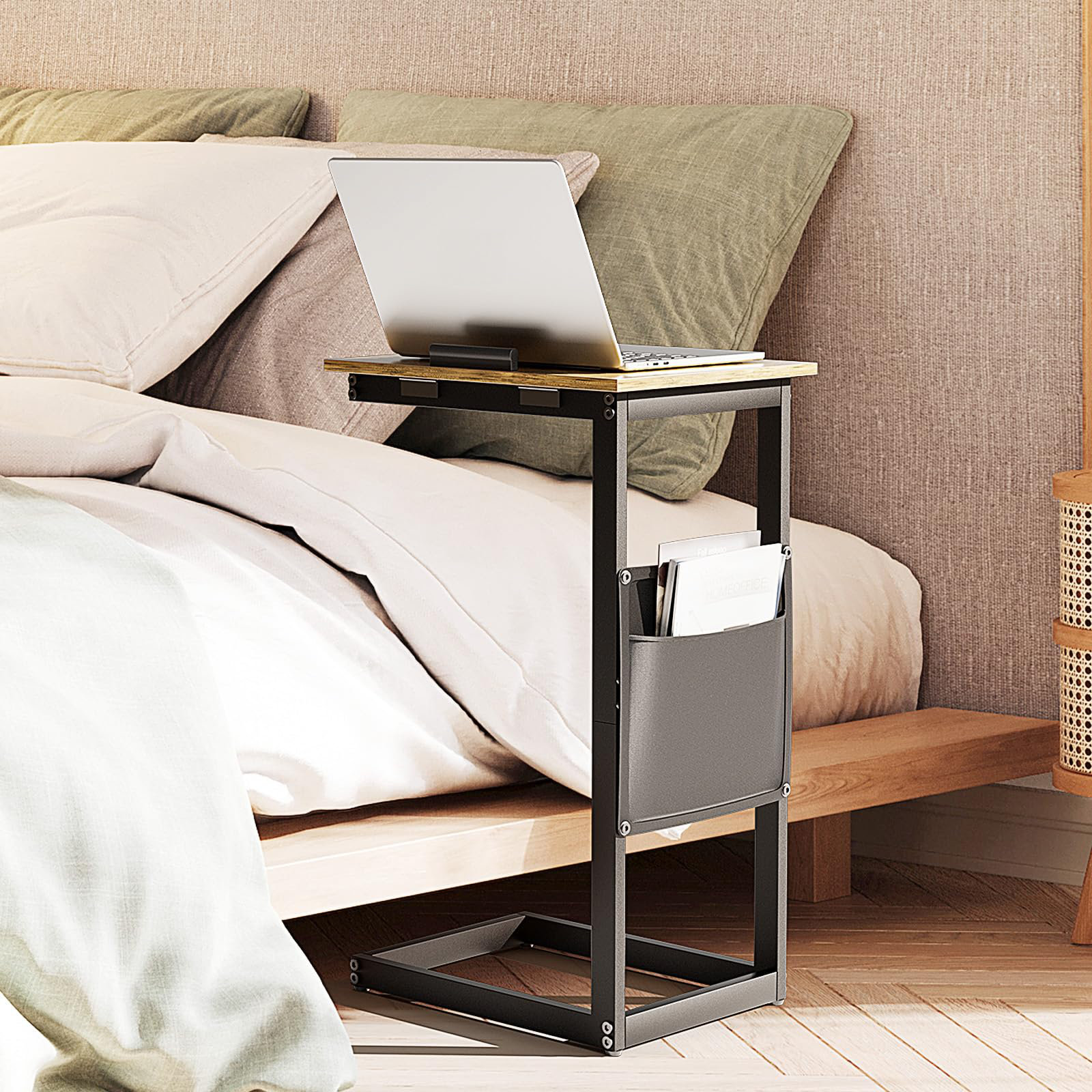 17 Stories C Shaped End Table For Couch, Side Table With Adjustable ...