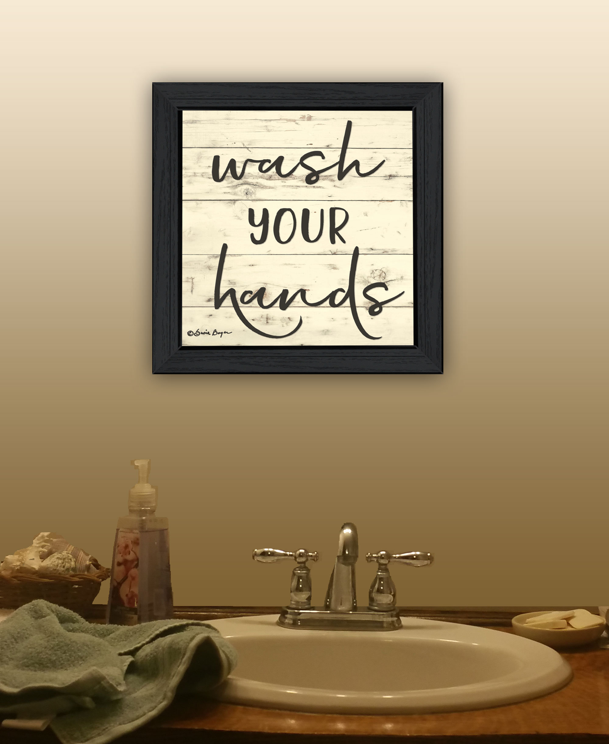 Gracie Oaks Frederi Wash Your Hands Framed On Wood Print - Wayfair Canada