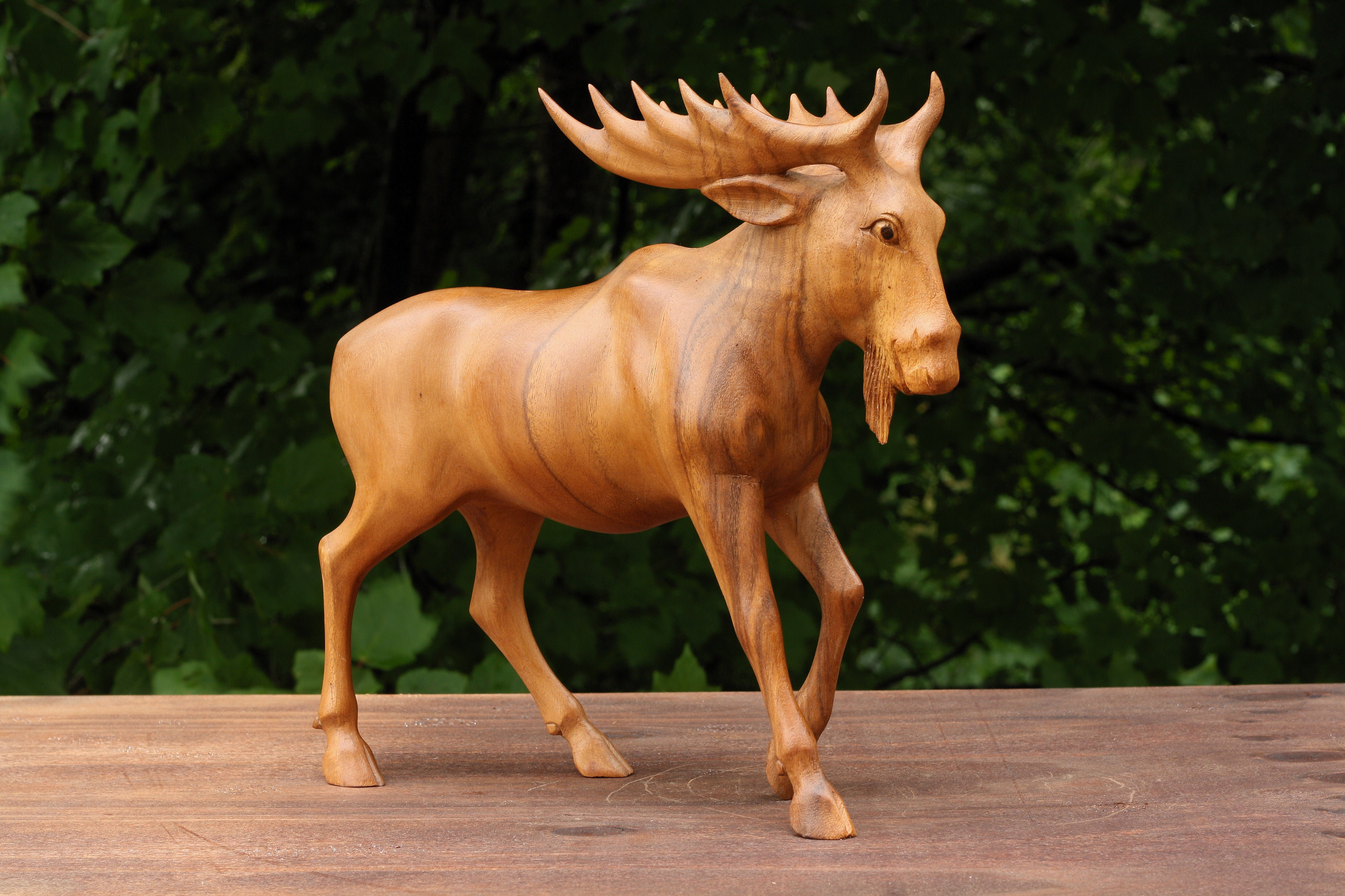 Loon Peak® Wooden Hand Carved Moose Statue Figurine Sculpture Art Elk ...