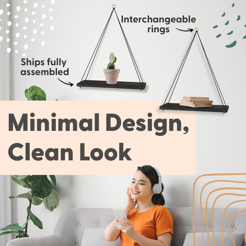 Ebern Designs Oumie 3 Piece Wood Floating Shelf | Wayfair