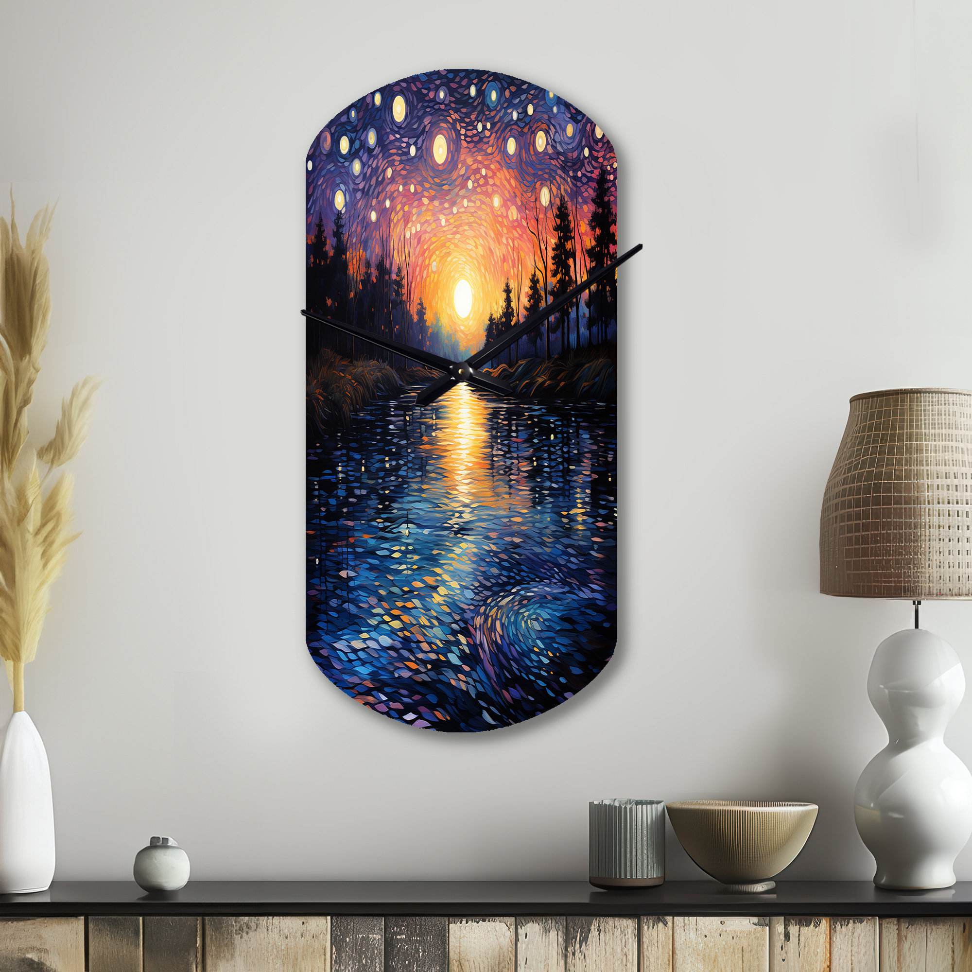 Design Art Vangogh Twilight Reflections Pointillism - Vangogh Cylinder ...