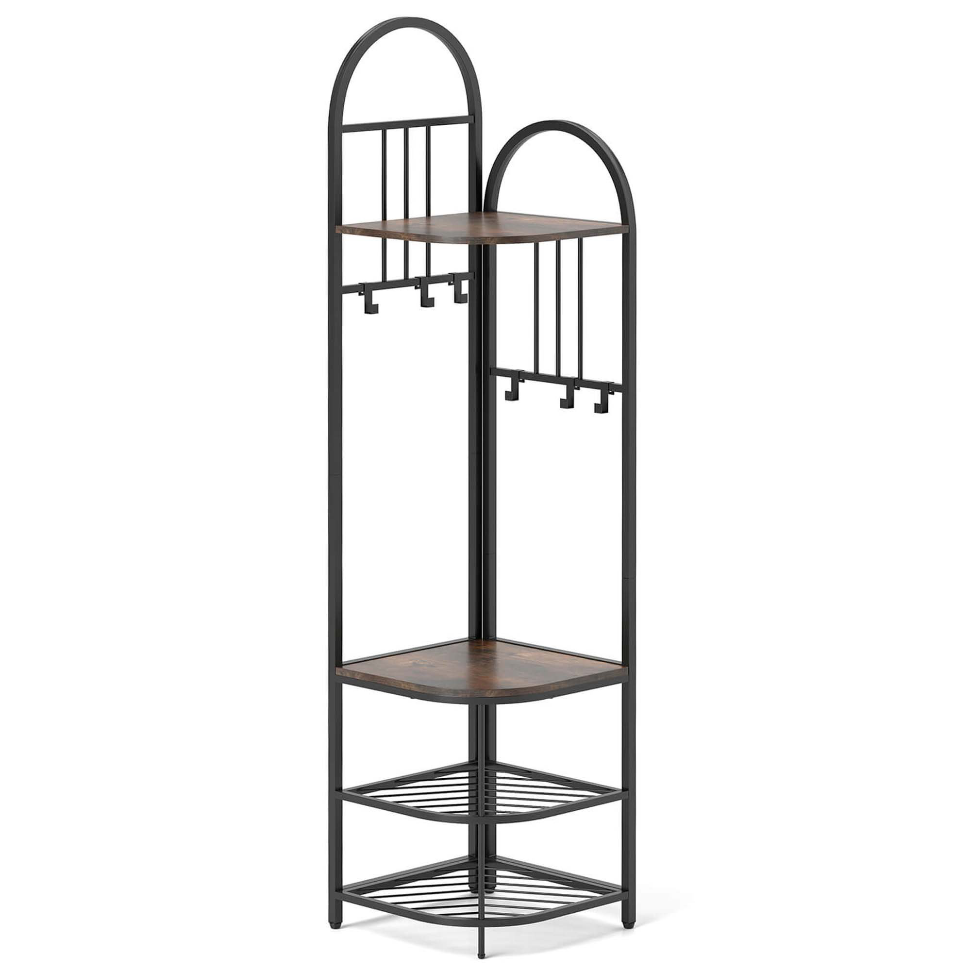 Mercer41 4-tier Coat Rack Corner Hall Tree With Shoe Storage Bench 6 ...