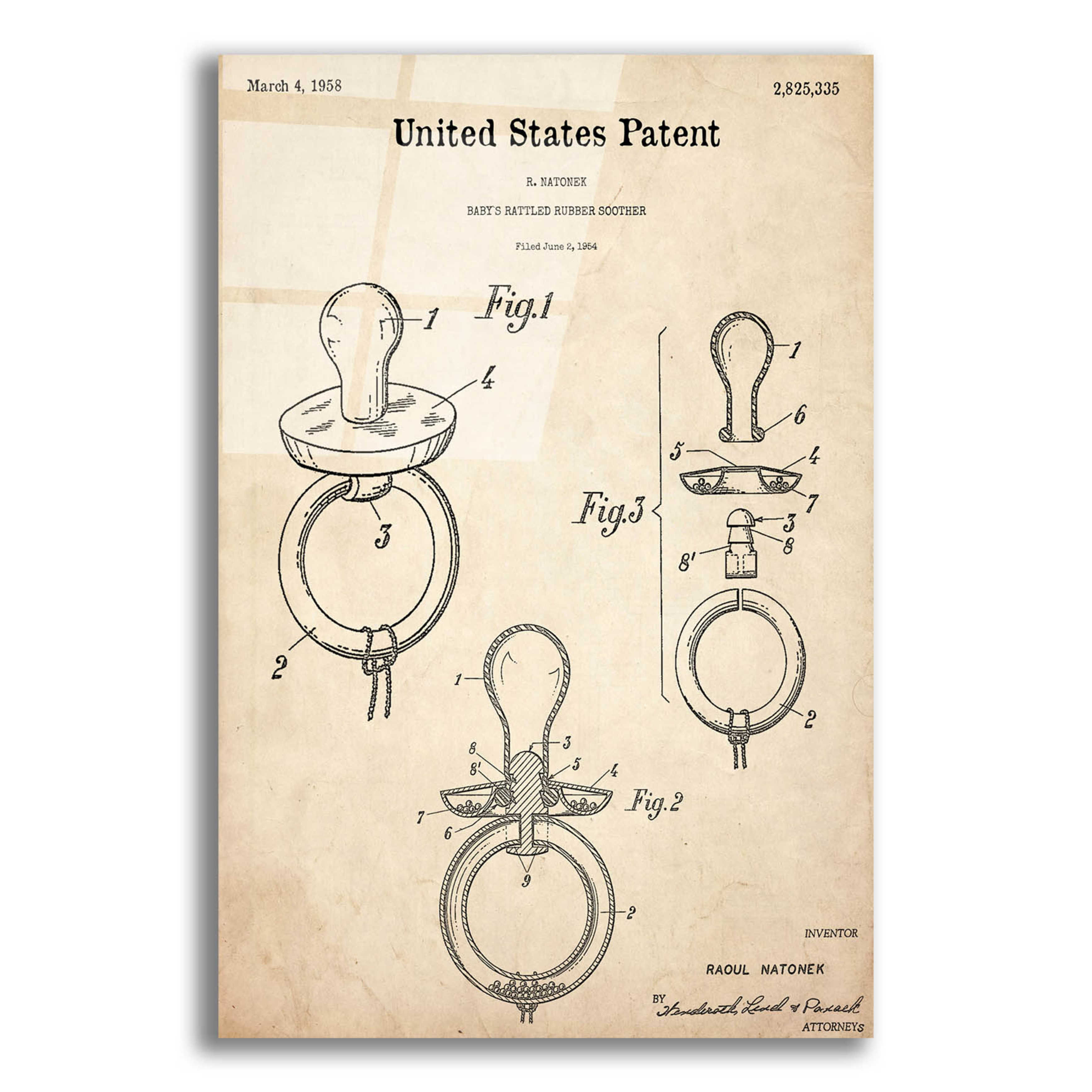 Williston Forge 'Baby Pacifier Blueprint Patent Parchment,' Acrylic ...