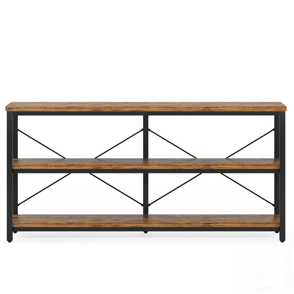 17 Stories Industrial Console Table with Storage Shelves – Rustic 3 ...