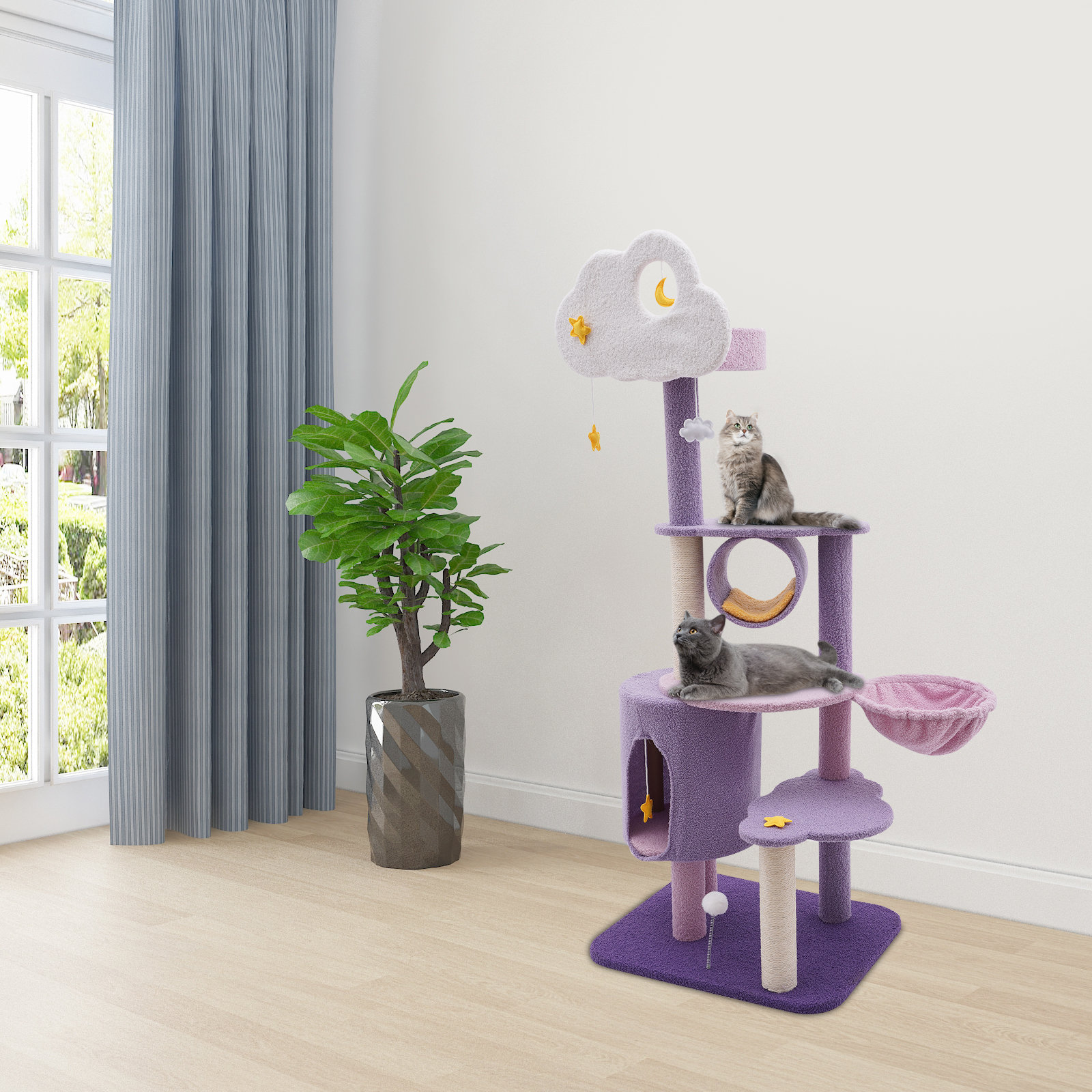 Tucker Murphy Pet™ Equan 59'' H Garrick Moonlight Cat Tree with Cat ...