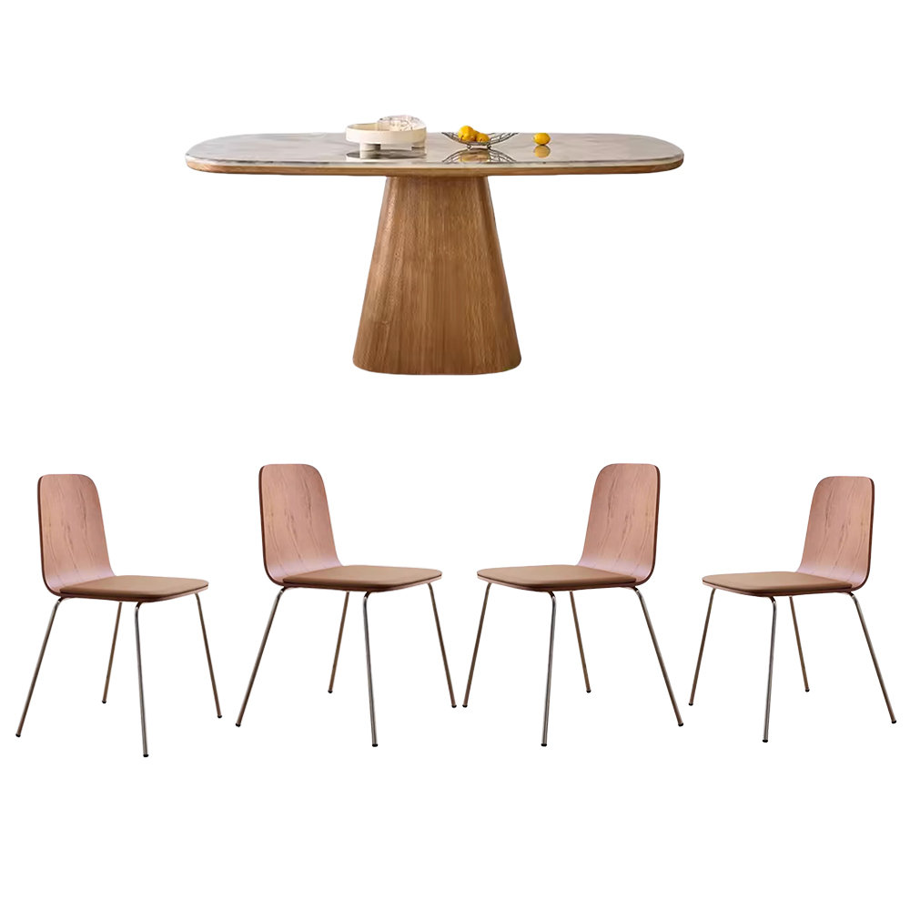 Greyleigh Modern Simple Family Dining Table Sets 5 - Piece Pedestal ...