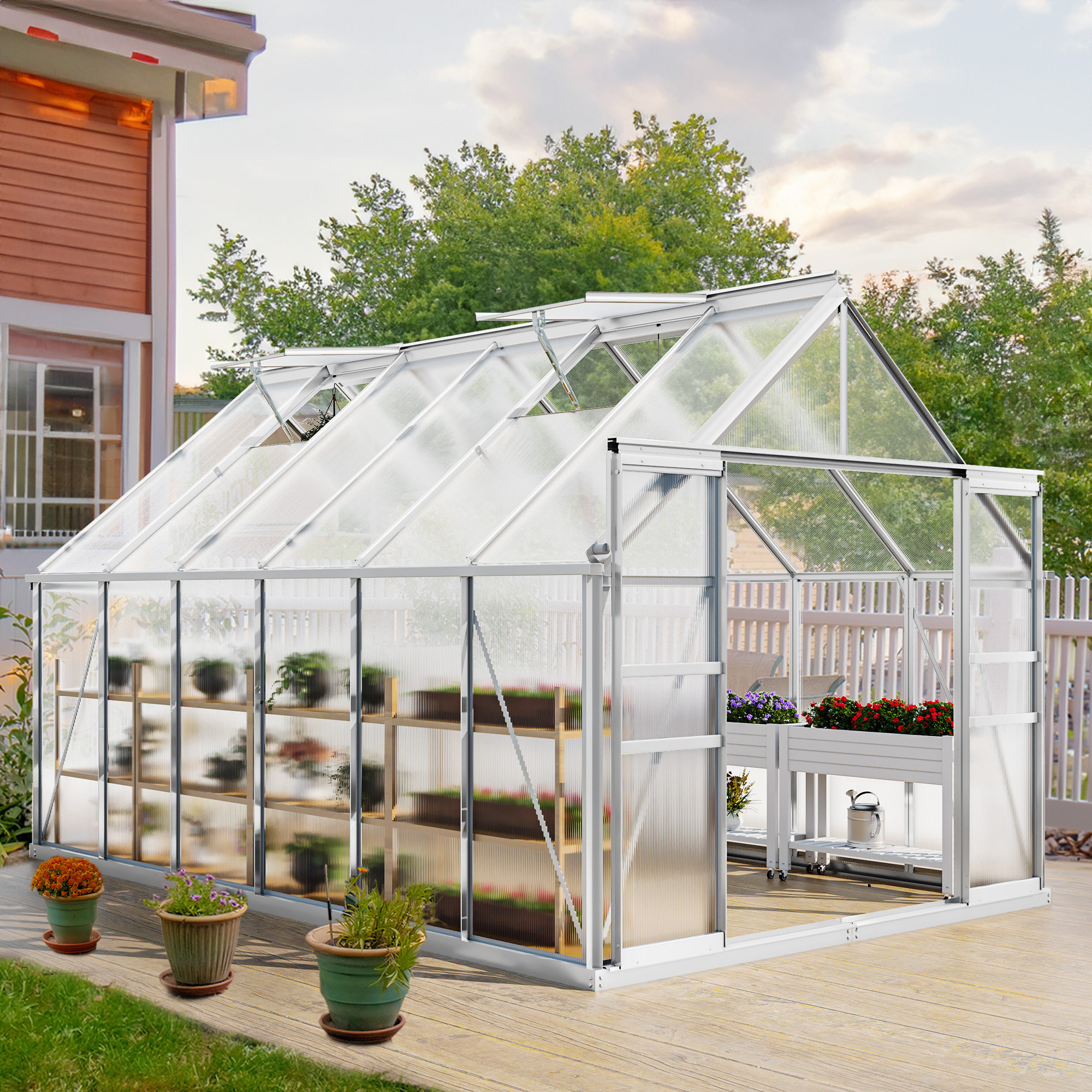 Balconera 8FT X 12FT Twin-wall Polycarbonate Greenhouse With Aluminum ...