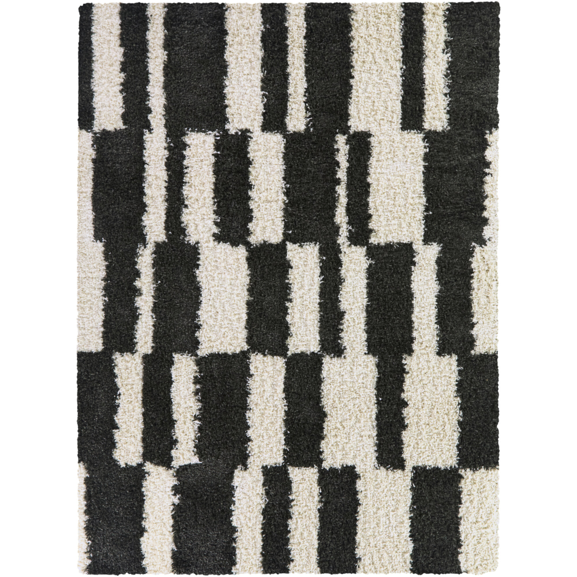 George Oliver Keil Charcoal Checkered Shag Area Rug | Wayfair
