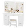 Ebern Designs Vanity Table Set With Mirror And Storage Shelves, Bedroom ...
