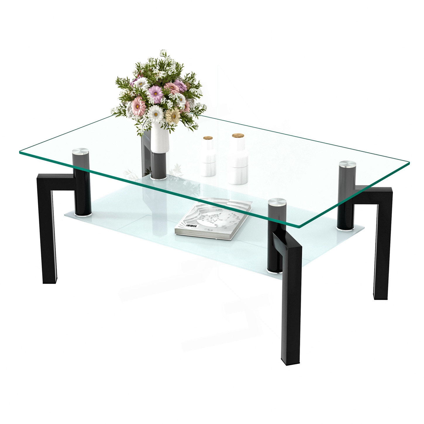 George Oliver Rectangle Glass Coffee Table, Modern Center Table | Wayfair