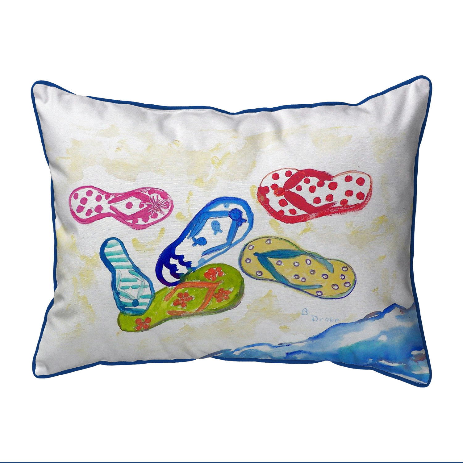 Betsy Drake Interiors Six Flip Flops Indoor/Outdoor Throw Pillow | Wayfair