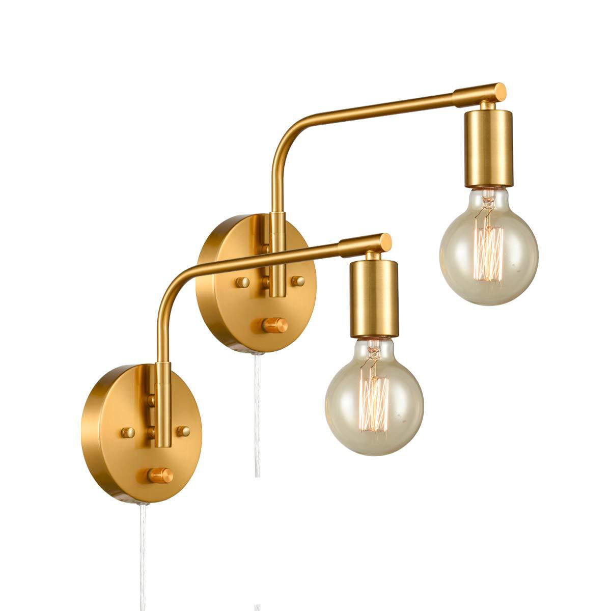 Mercer41 Set of Two Edison Swing Arm Wall Sconces with Plug-in and ...