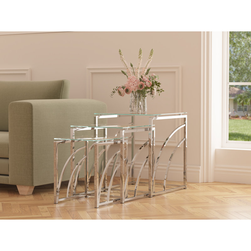 Metro Lane Darneisha Glass Top Nest Of Tables | Wayfair.co.uk