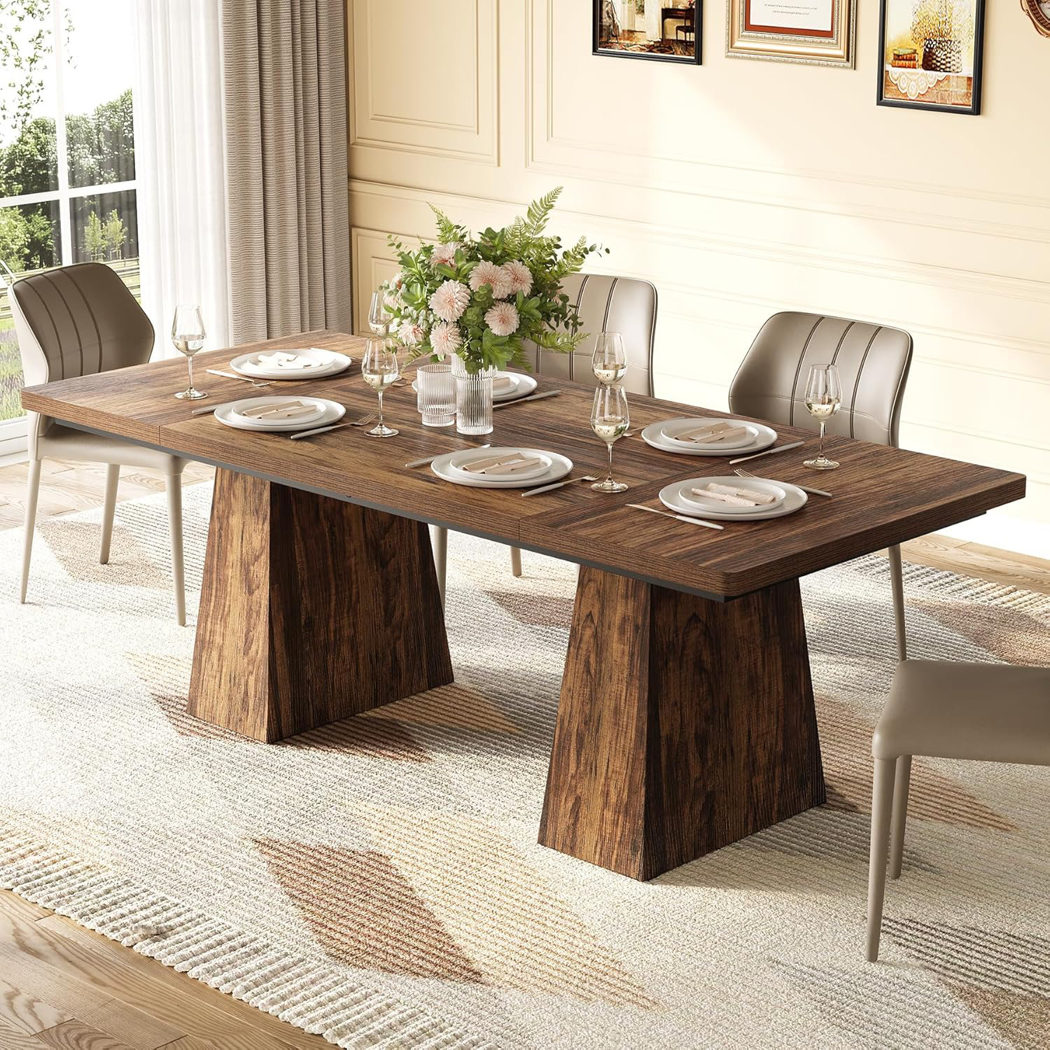 Ophelia & Co. Dining Table for 6 People, Wooden Dining Table, Rectangle ...