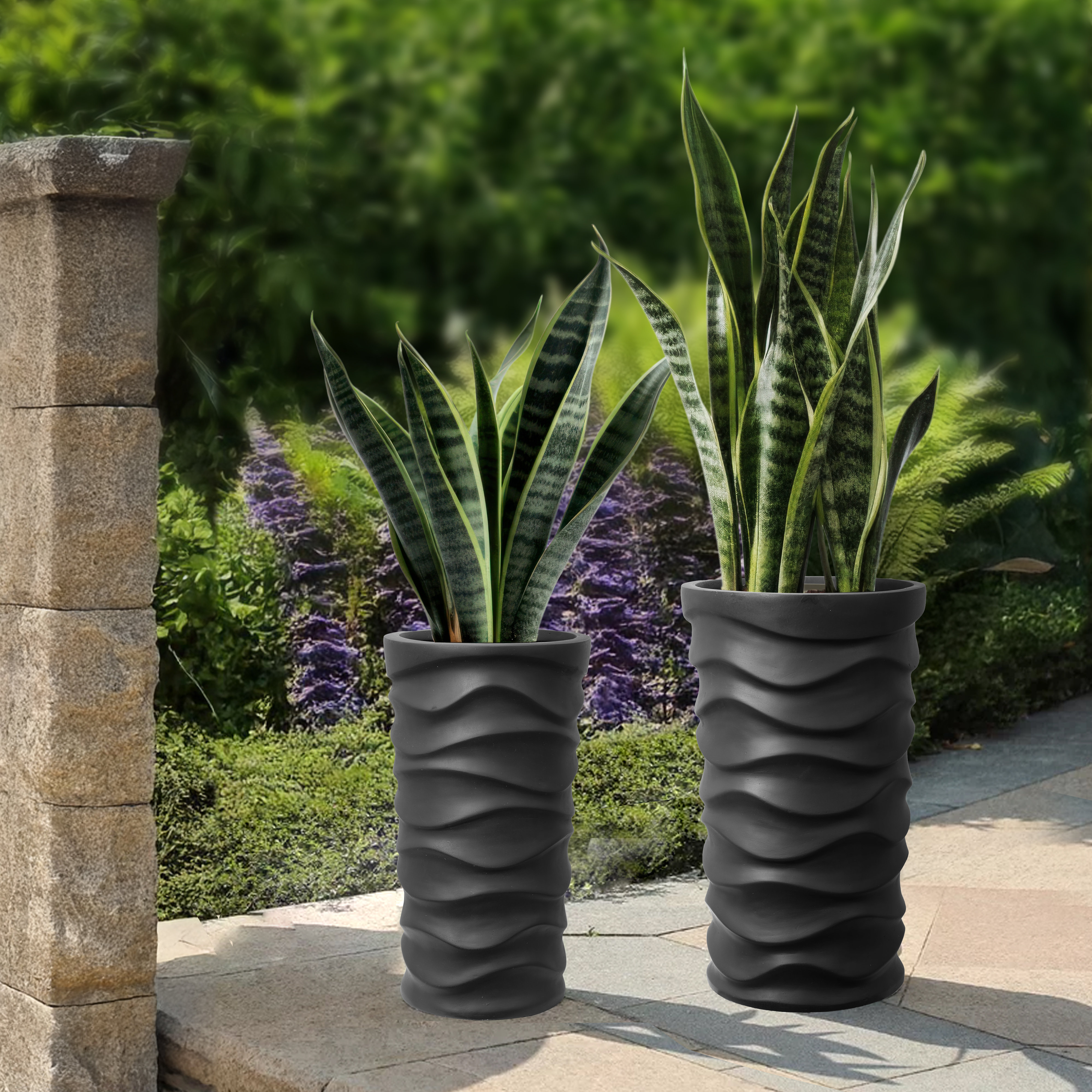 EROMMY 2-Piece Modern Style Outdoor Planters For Porch, Indoor Wavy ...