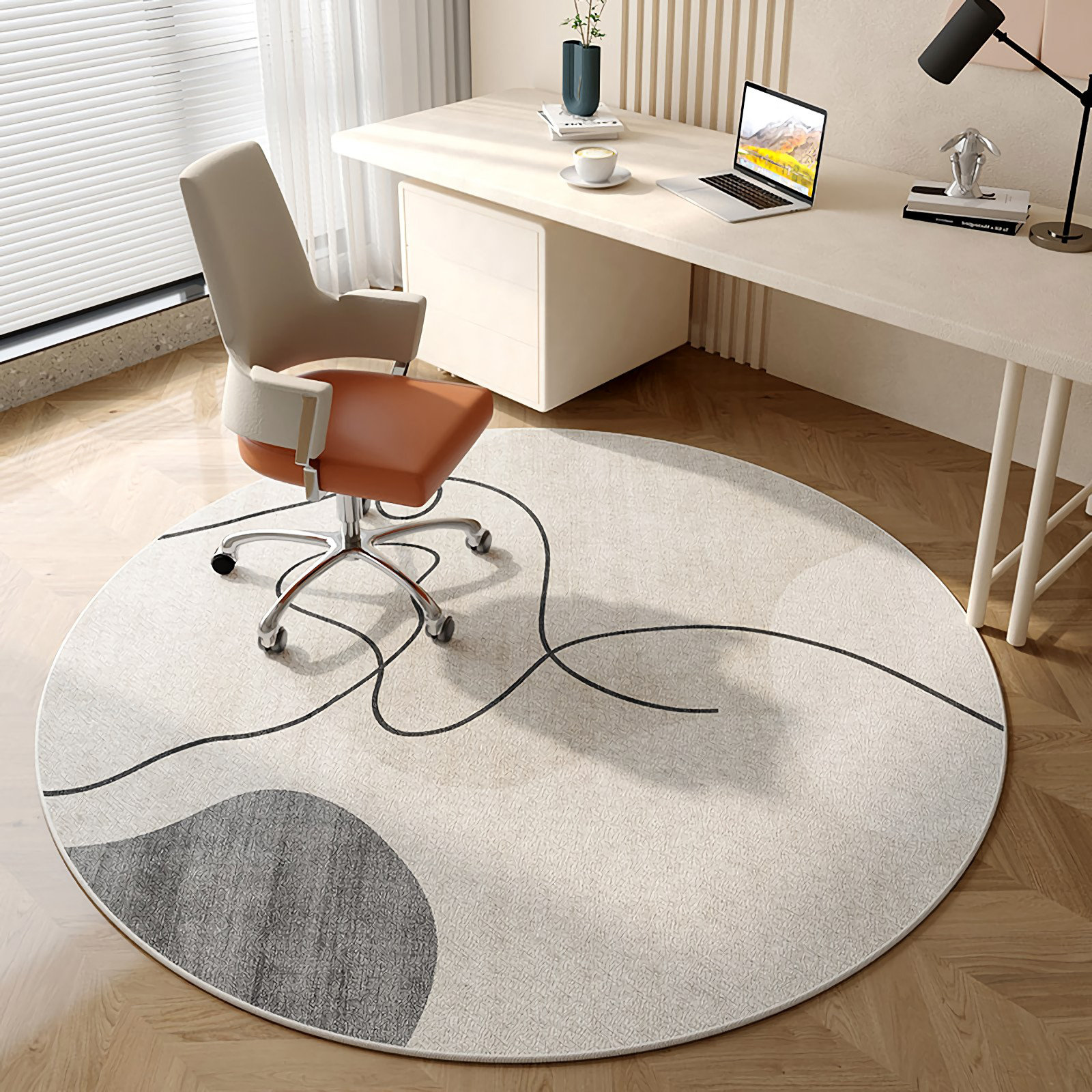 PURHOC Circular Carpet, Bedroom Computer Chair, Protective Floor Mat ...