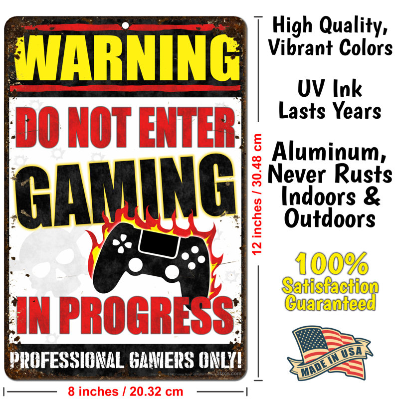ATX CUSTOM SIGNS Video Games in Progress Sign | Wayfair