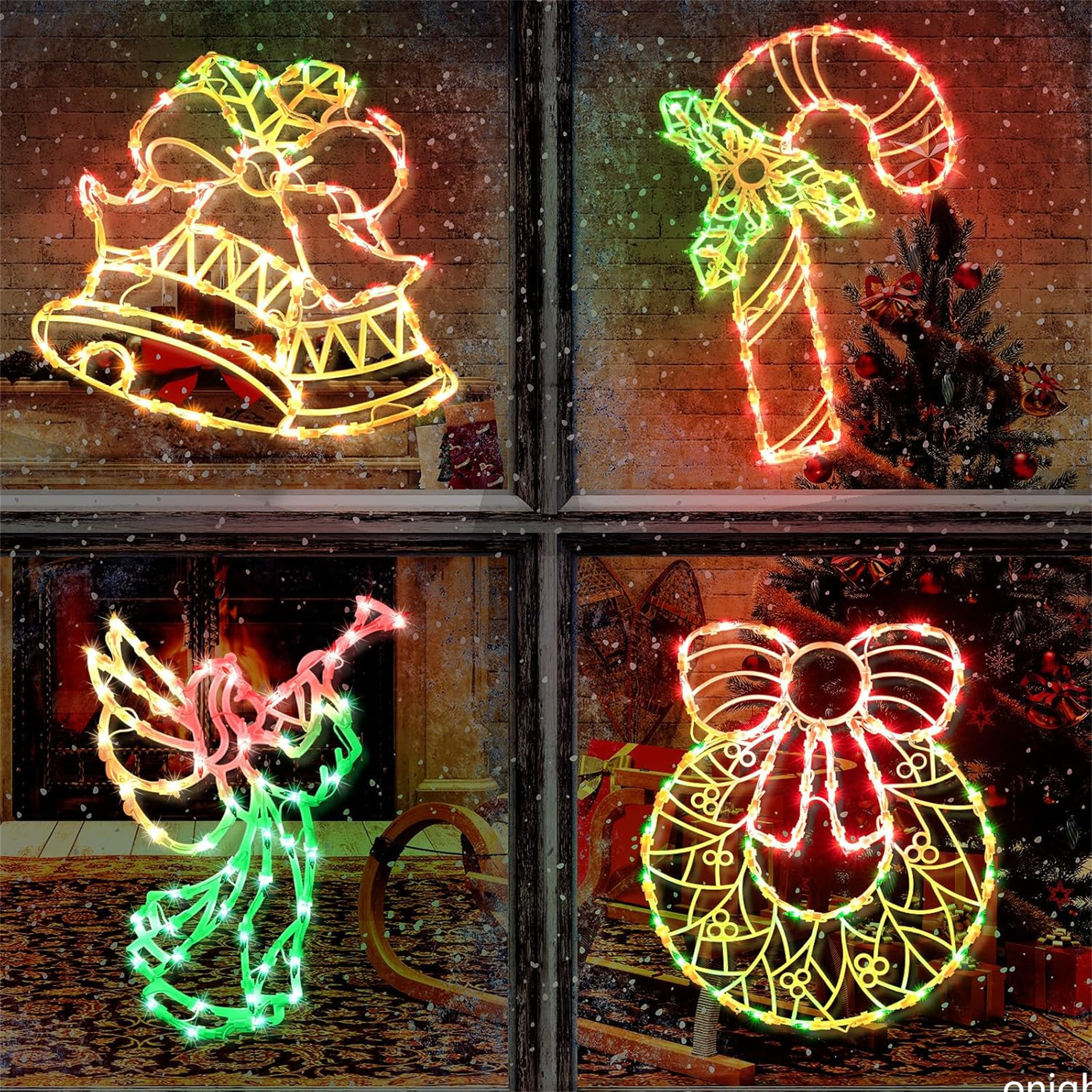 The Holiday Aisle® 4 Pack Christmas Window Silhouette Lights ...