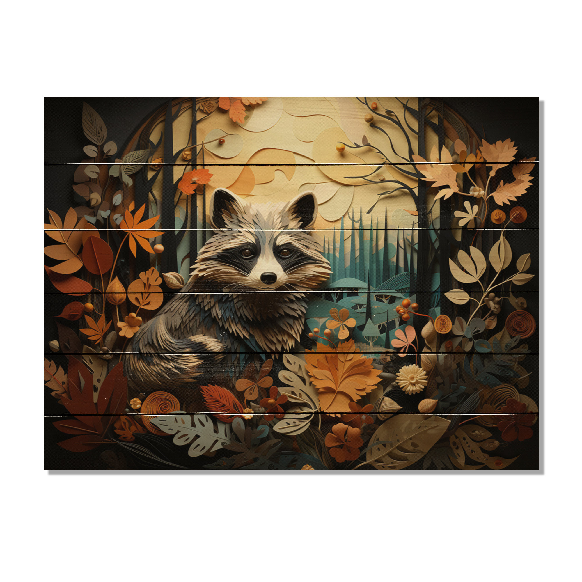 Loon Peak® Curious Raccoon Collage I On Wood Print | Wayfair