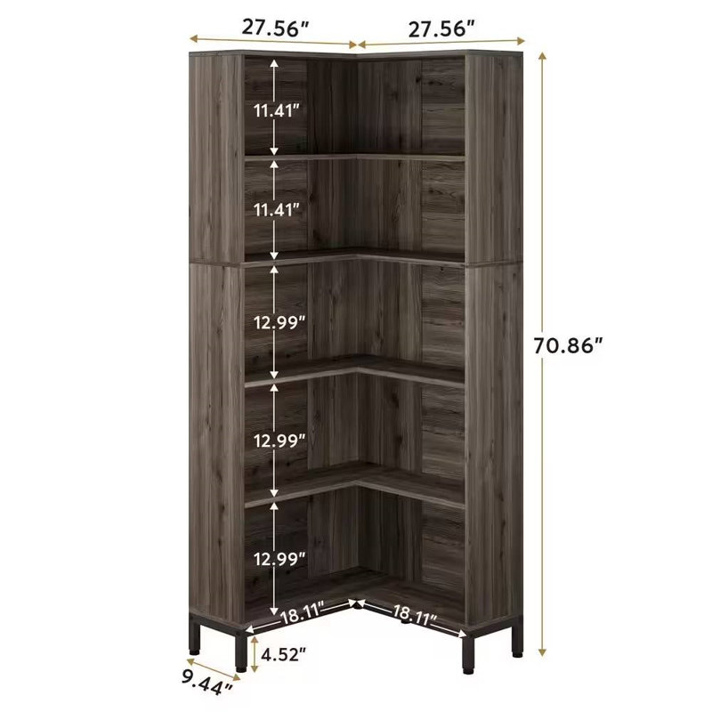 17 Stories 71-inch High Corner Bookcase Bookshelf | Wayfair