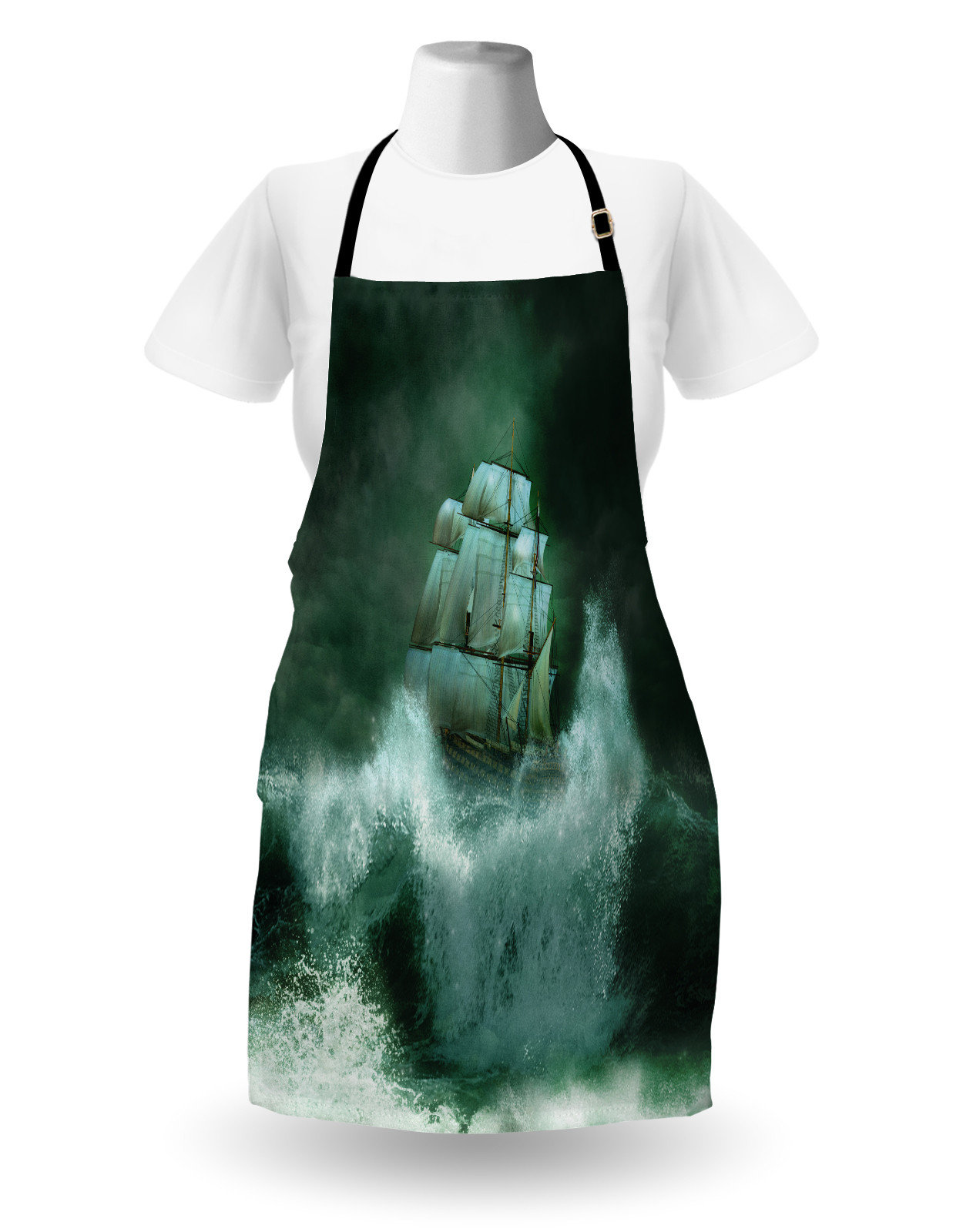 East Urban Home Pirate Ship Apron Unisex, Thunderstorm Art, Adult Size ...