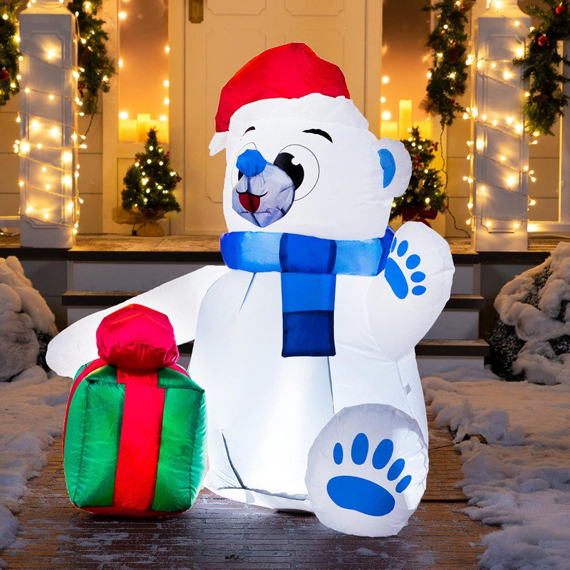The Holiday Aisle® 4 ft Christmas Self Inflatable Polar Bear LED Light ...