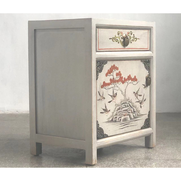 Latitude Vive Solid Wood Bedside Table Cabinet Asian Oriental Chinese ...