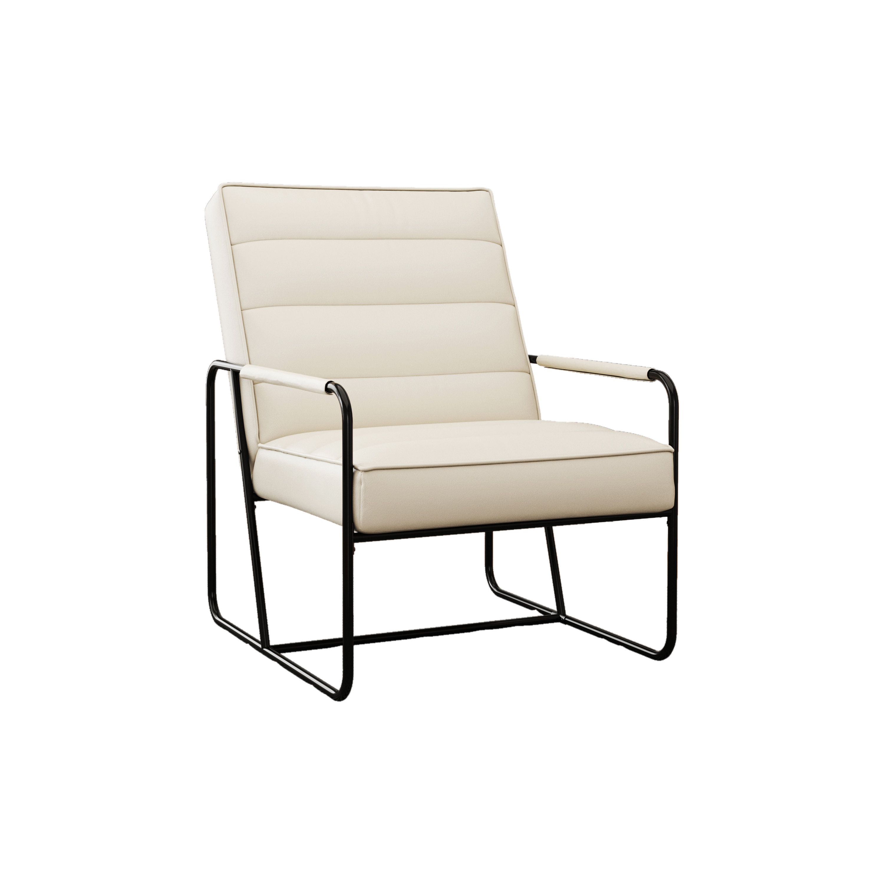 Latitude Run® Modern Metal Framed Armchair with Leather | Wayfair