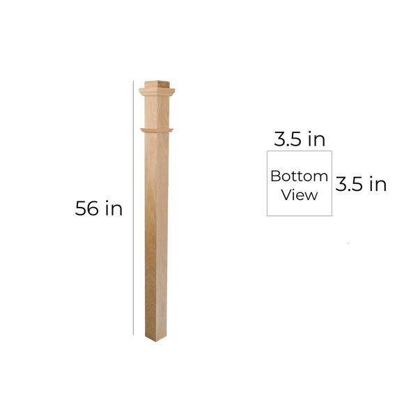 bingltd 40.5" Unfinished Contemporary Style Red Oak Wood Box Newel Post ...