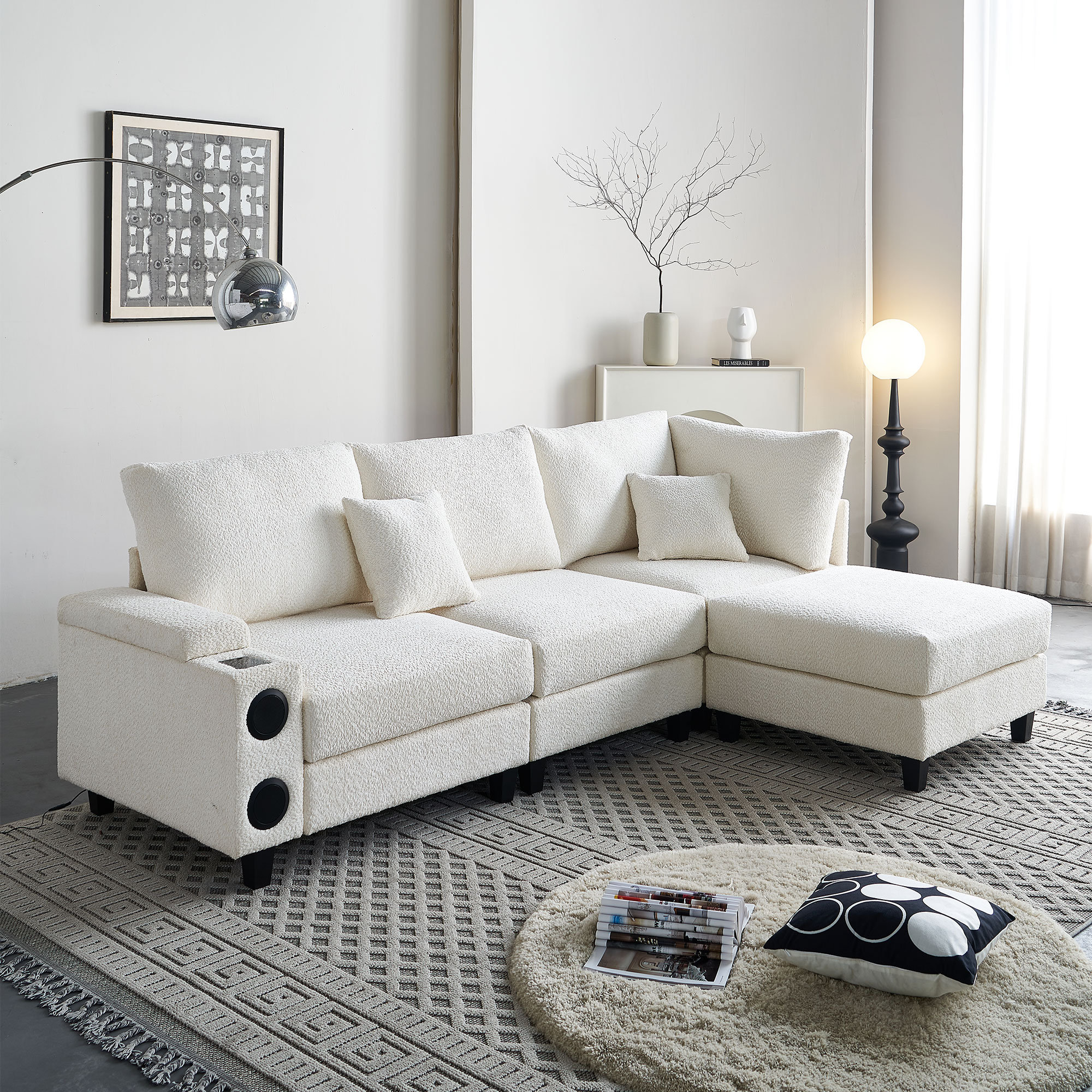 Latitude Run® 104''x65'' Sectional Deep Seat Sofa with wireless ...