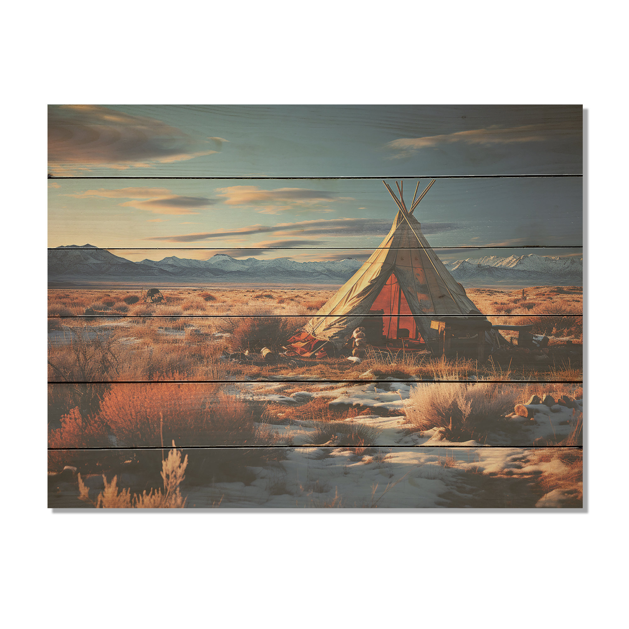 Loon Peak® Tribal Tipi Scenery - Camping Travel Wood Wall Art On ...