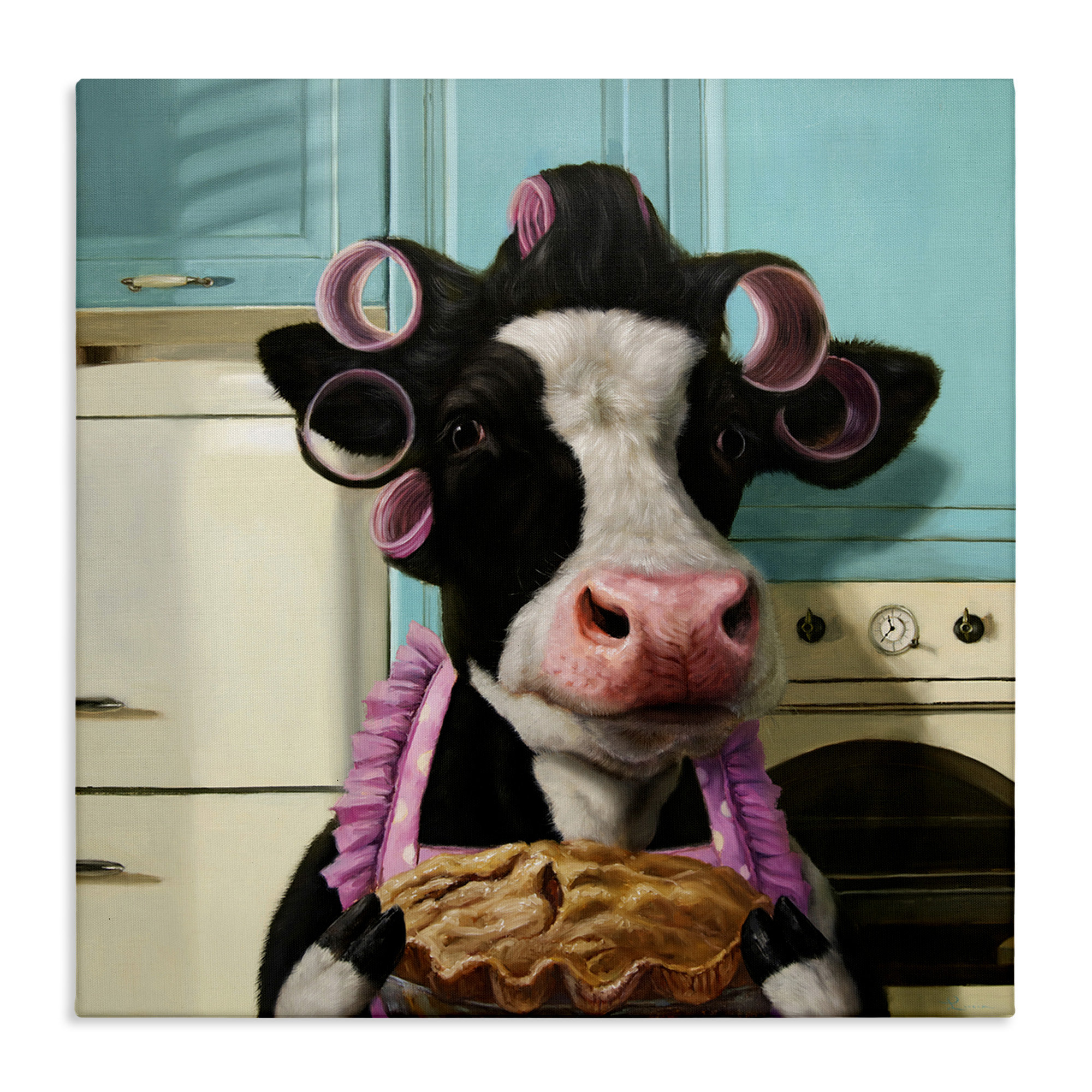 Stupell Industries Glamorous Farm Cow Baking Pie Hair Rollers By Lucia ...