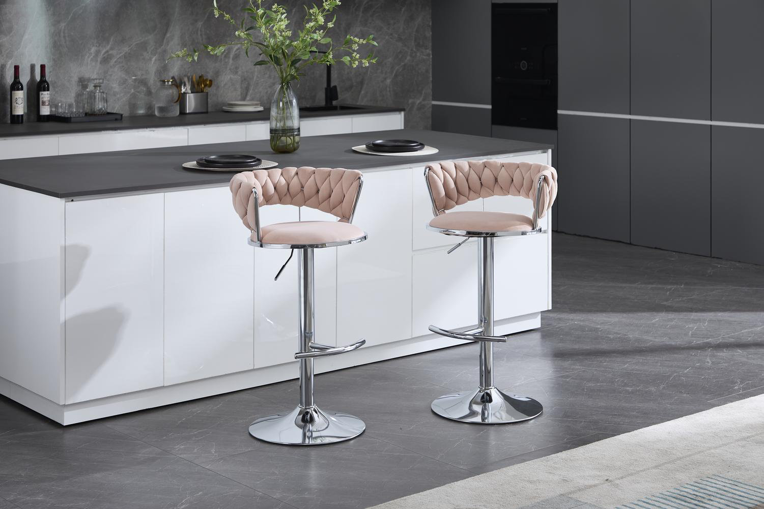 Mercer41 Upholstered Counter Bar Stool With Swivel Height Adjustable ...