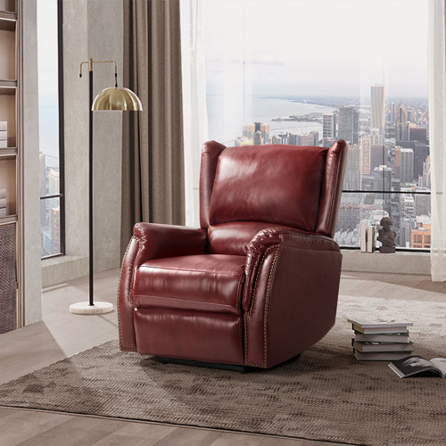 Red Barrel Studio® Domingo Genuine Leather Power Recliner With Wingback ...