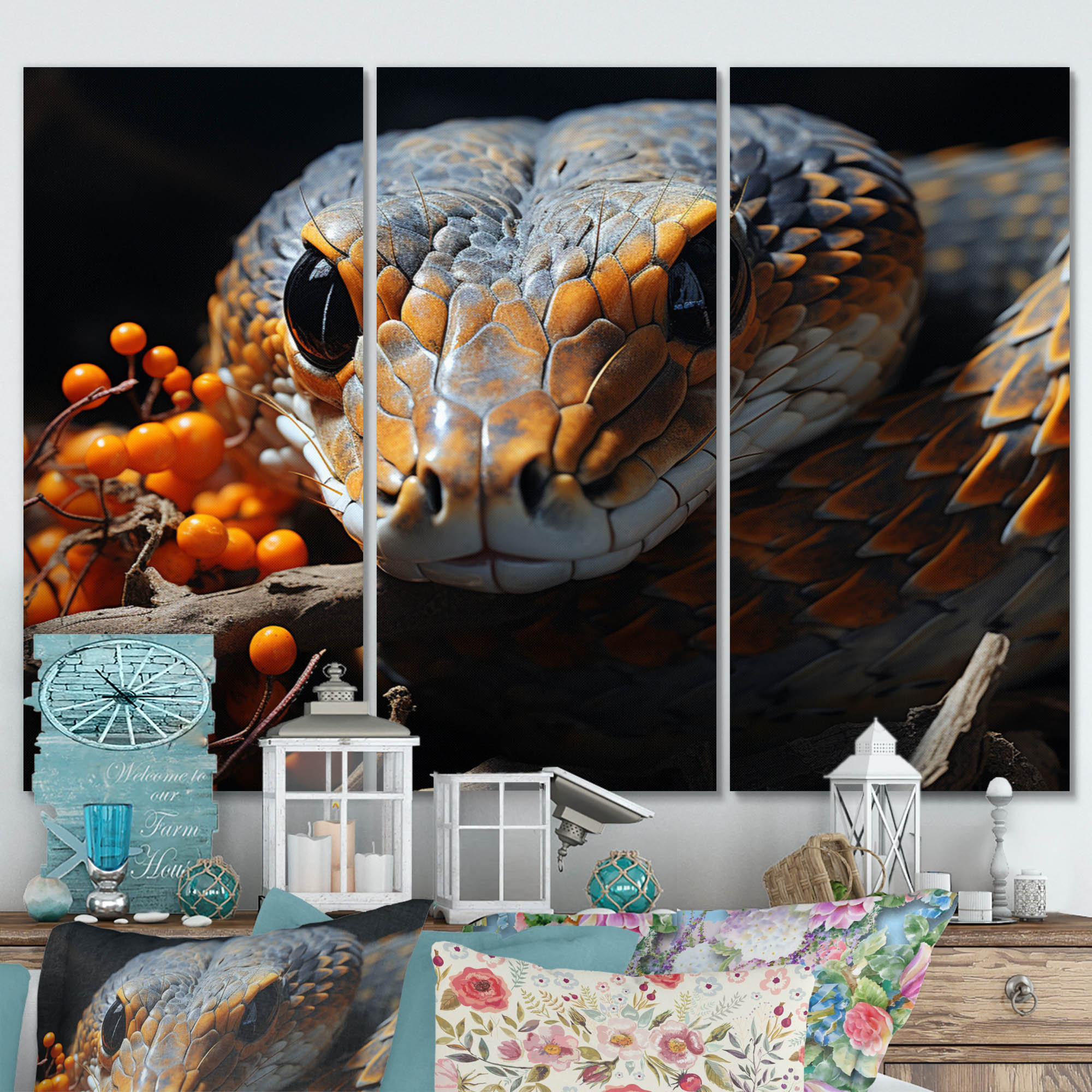 Dakota Fields Africa Snakes Slither - Animals Metal Wall Art Prints Set ...