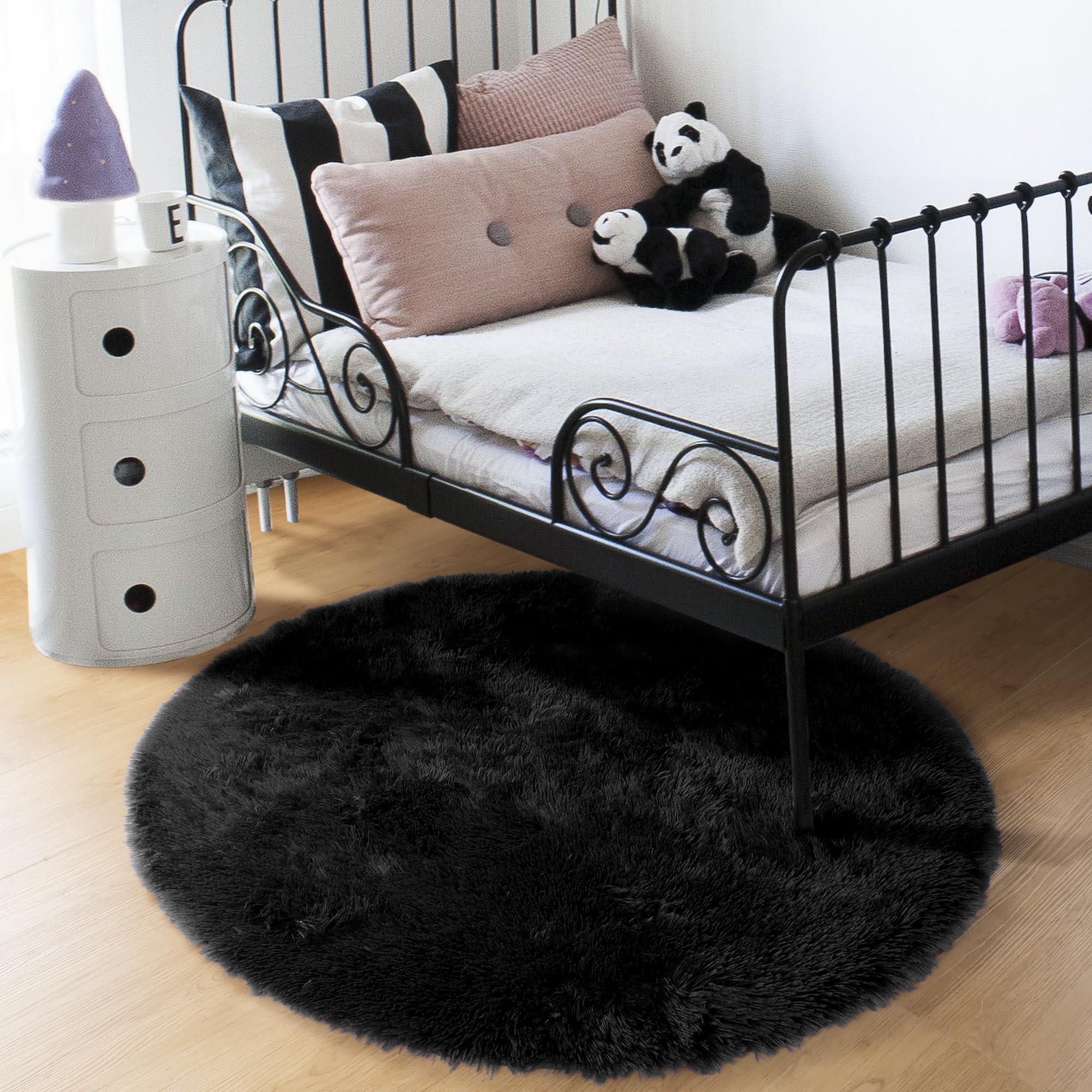 Mercer41 Fluffy Nunci For Living Room, Non Slip Suede Backing Rug Solid ...