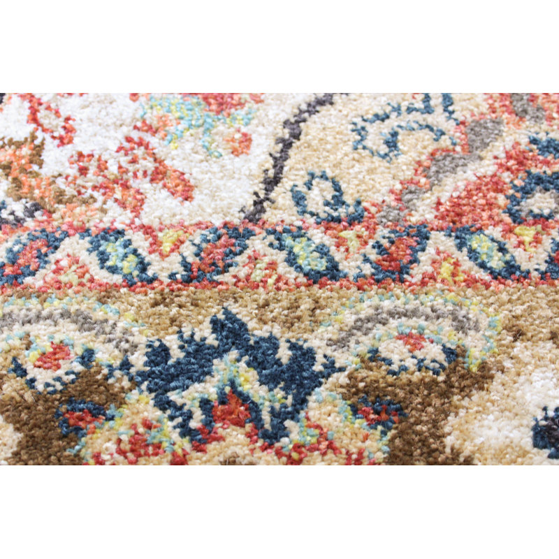 Three Posts™ Swifton Beige/Shades of Green/Light Rust/Blue Area Rug ...