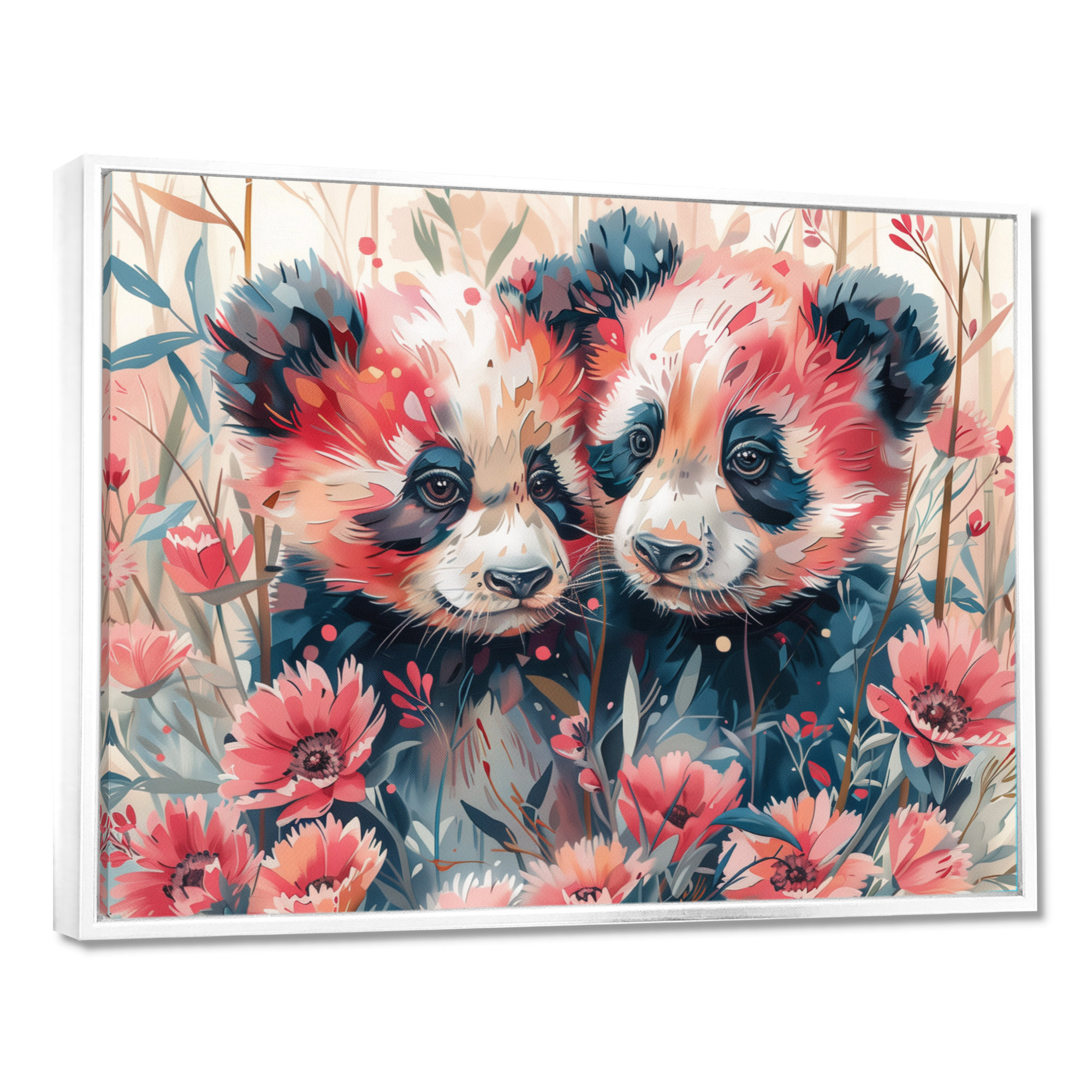 Winston Porter Pink Black Pandas Meadow I - Panda Animal Wall Art | Wayfair