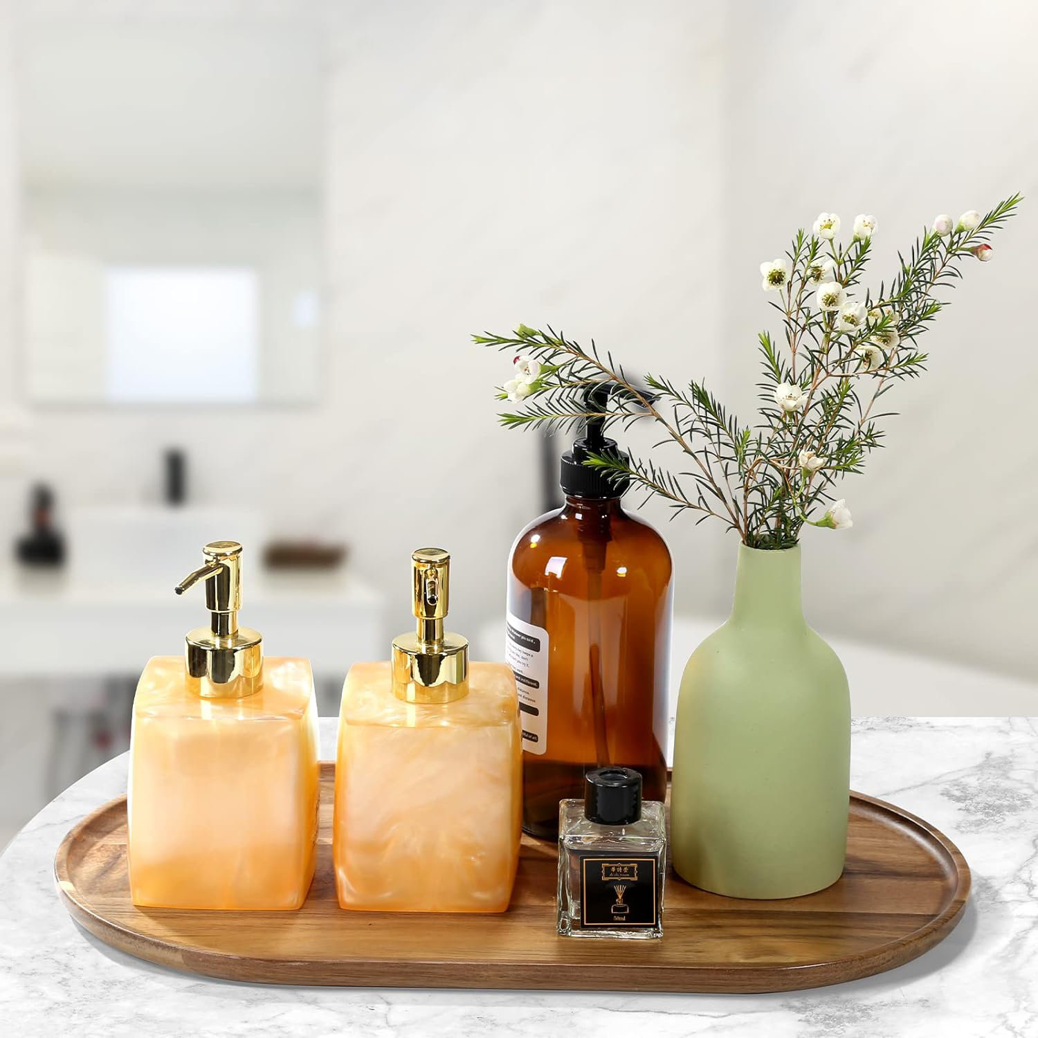 Millwood Pines Wooden Bathroom Tray Vanity Trays, Toilet Tank Tray ...