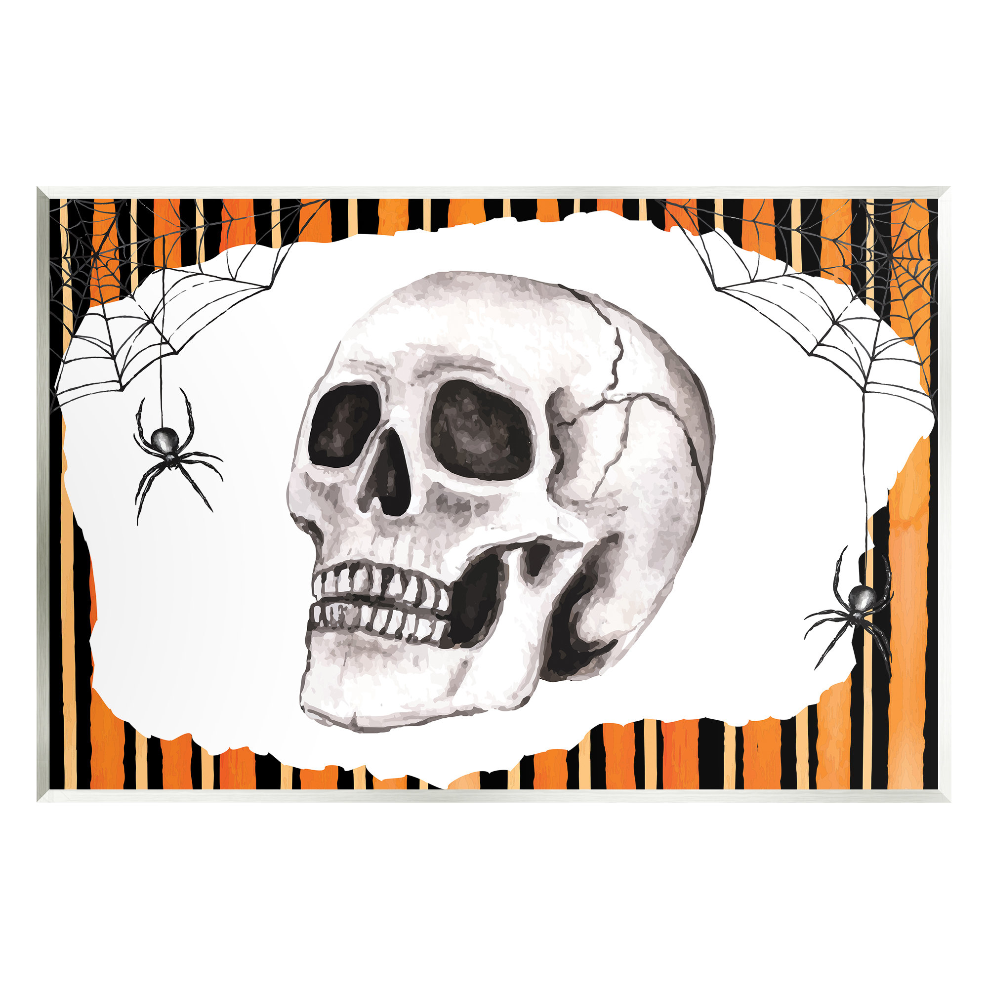 Stupell Industries Orange & Black Striped Skull by ND Art | Wayfair