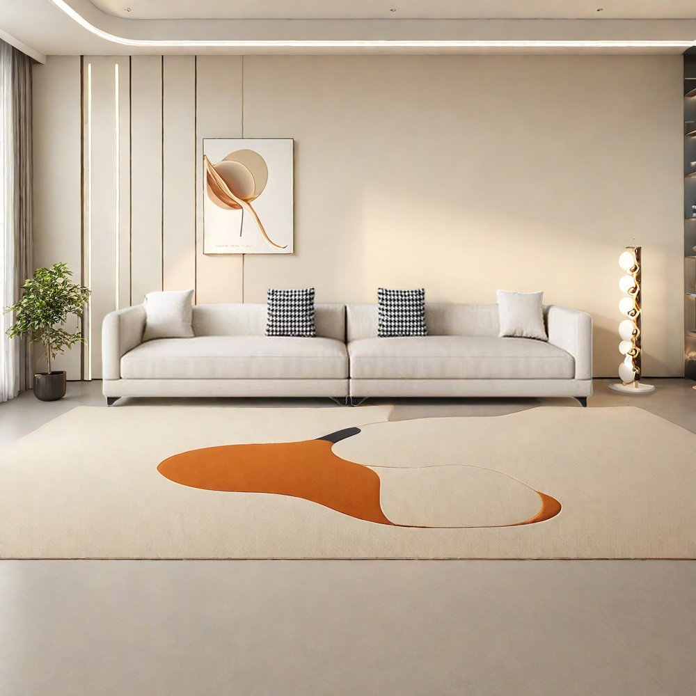 ANCOREY Irregular cream style fabric living room sofa | Wayfair