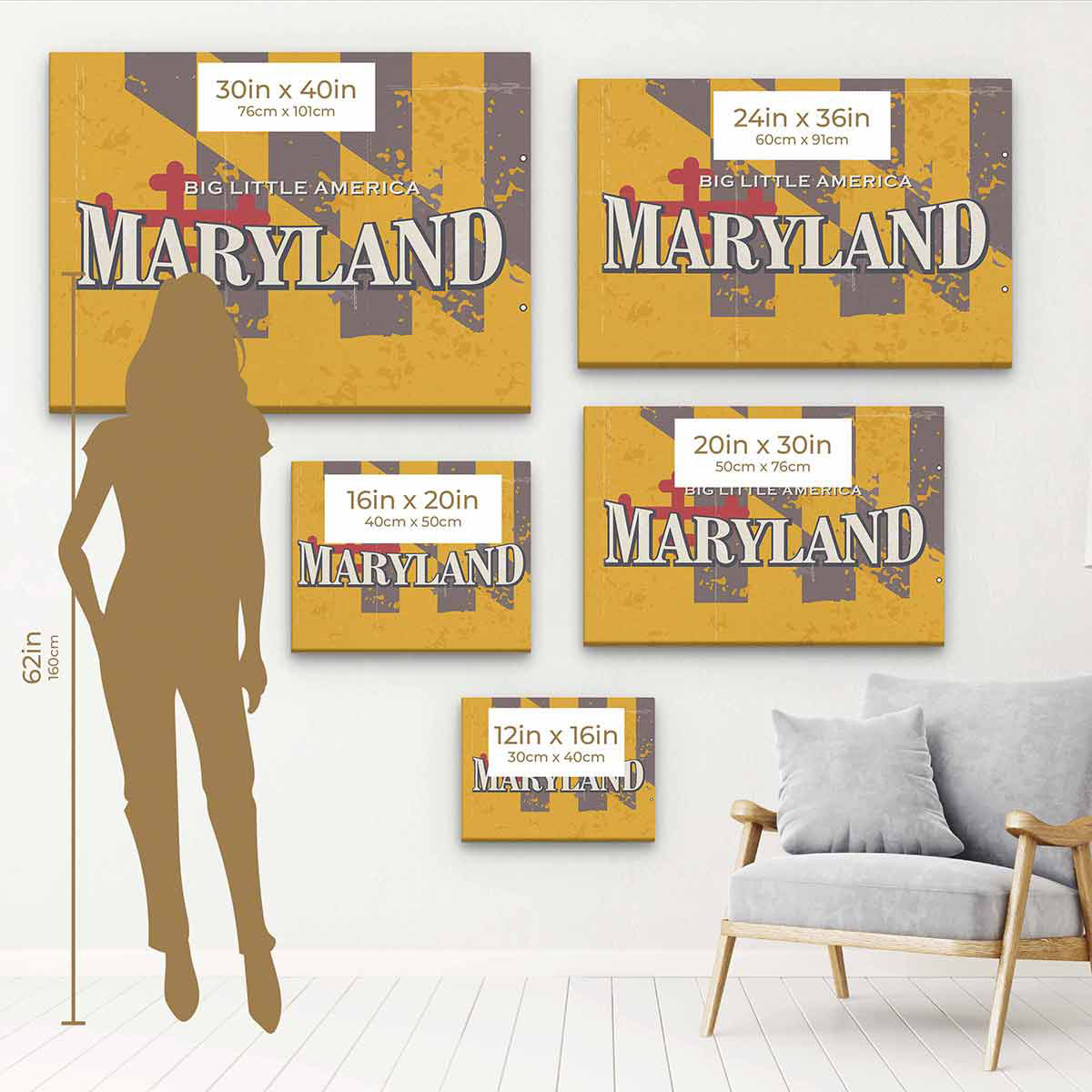 Trinx Dammann Yellow Maryland Wall Art Canvas 22_b On Canvas | Wayfair