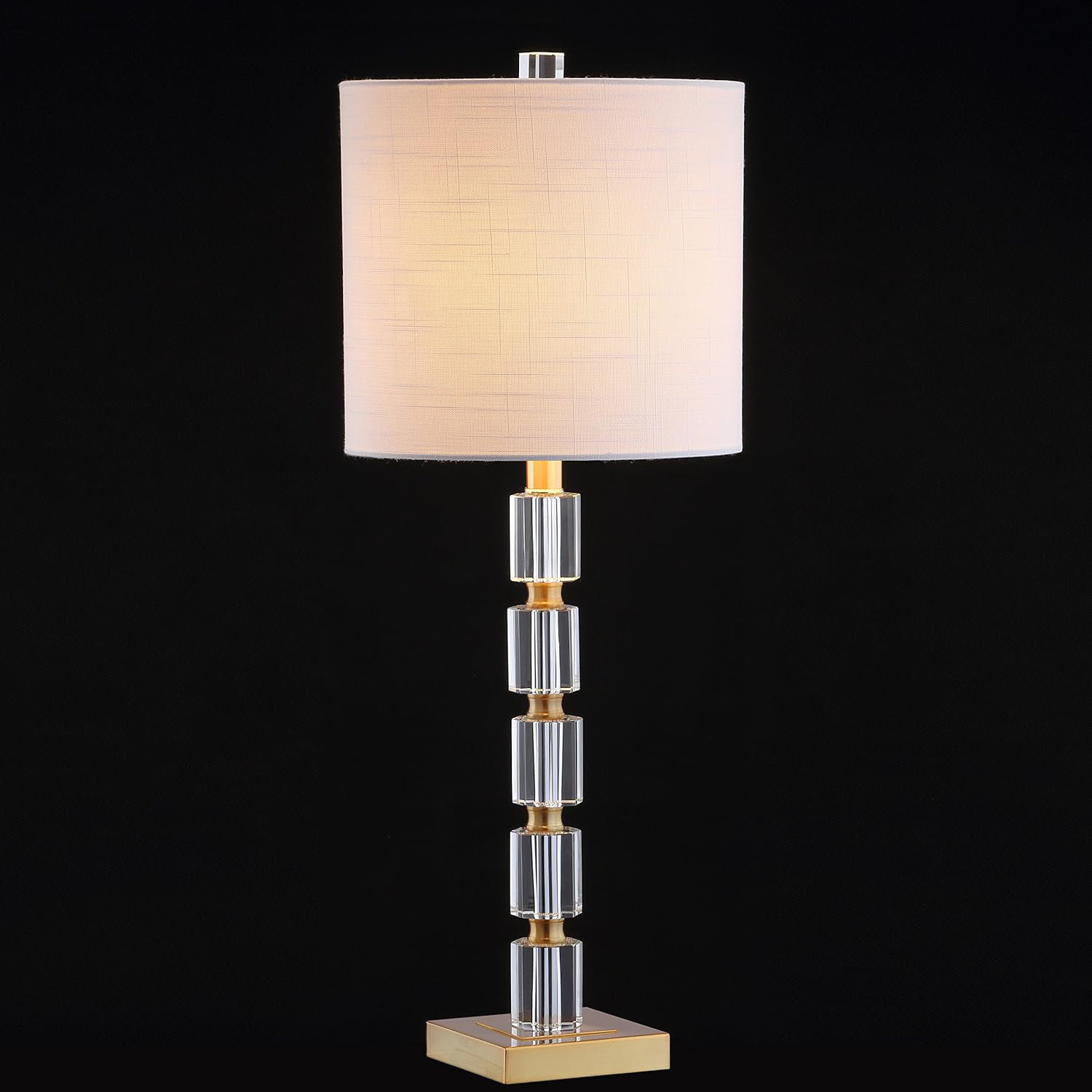 Everly Quinn Crystal And Brass Gold Led Table Lamps Set - Glam Bedside ...