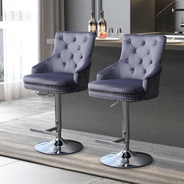 Rosdorf Park Kiniah Swivel Upholstered Adjustable Height Counter Stool ...