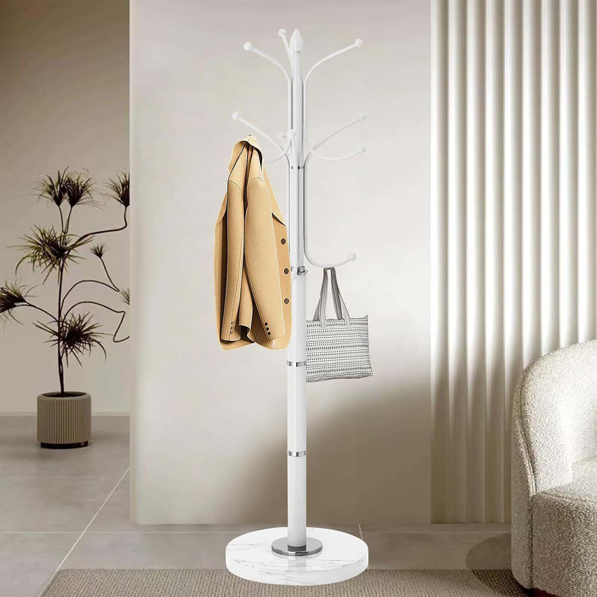 Lark Manor™ Coat Rack With Natural Marble Base, Metal Coat Racks ...