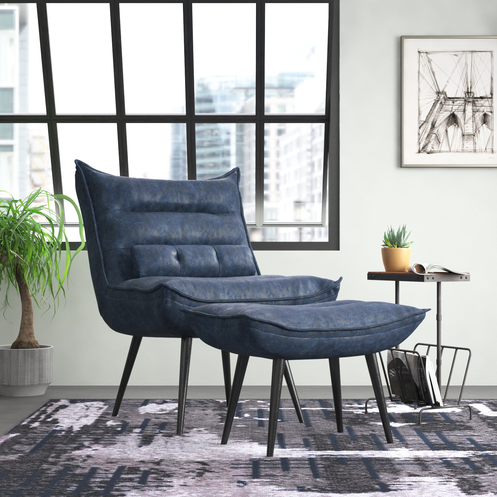 Trent Austin Design® Prout 35.4'' W Tufted Polyester Wingback Chair and ...