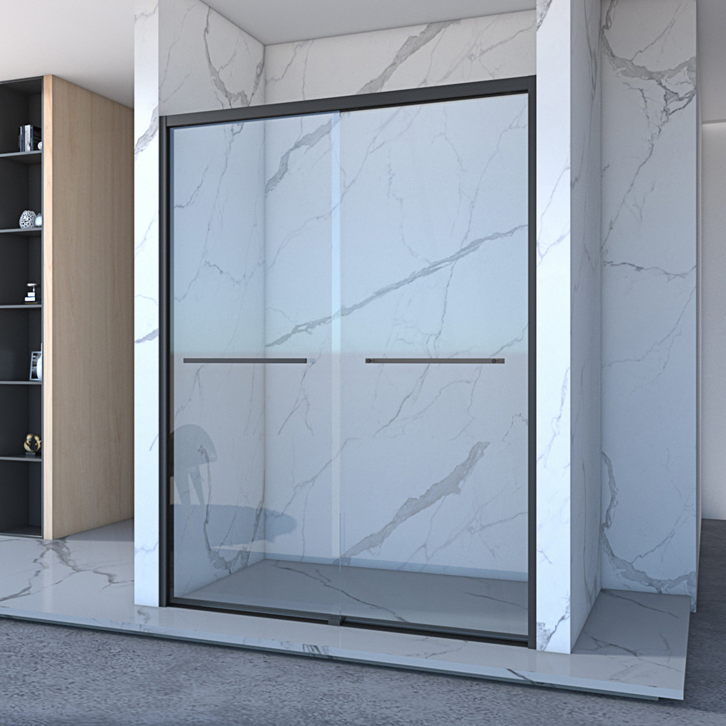 ACCOLADE FURNITURE LLC 56-60"X70" Aluminum Frame Double Sliding Shower ...